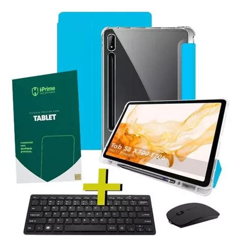 Capa Case Tab S8 Teclado Mouse Pelicula Hprime Azul Céu Mercadolivre