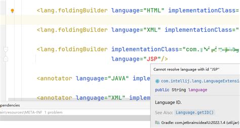 pluginxmlvalidity problems cannot resolve language with id jsp