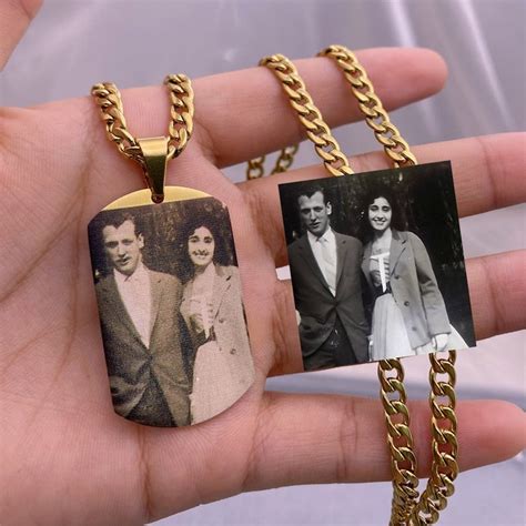 Photo Necklace Custom Name Photo Necklace Engraved Photo Necklace