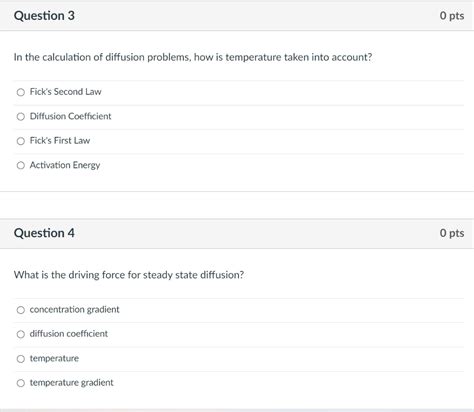 Solved Question 3 O Pts In The Calculation Of Diffusion