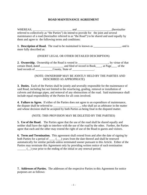 Road Maintenance Agreement Complete With Ease Airslate Signnow