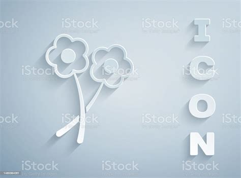 회색 배경에 격리 된 종이 컷 꽃 아이콘 종이 아트 스타일 벡터 3차원 형태에 대한 스톡 벡터 아트 및 기타 이미지 3차원 형태 개화기 그림자 Istock