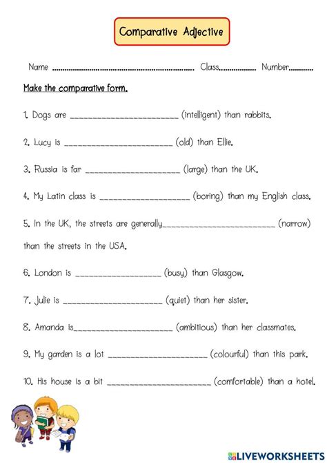 Comparative Adj Free Interactive Worksheets 4148573