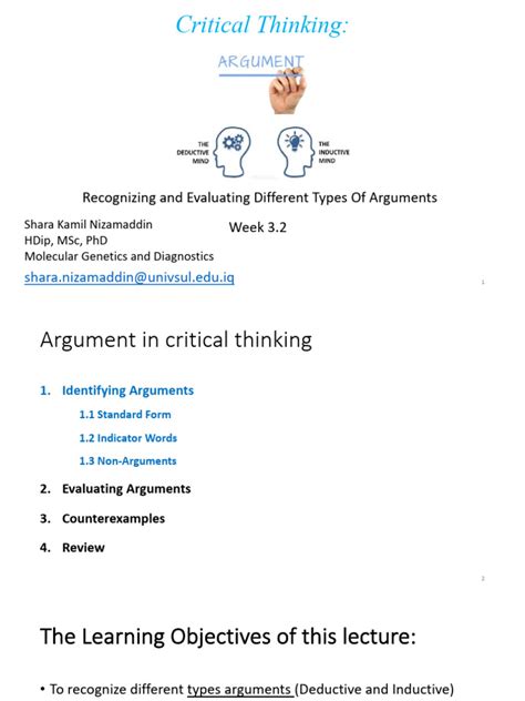 Critical Thinking 3 2 Arguments Pdf Argument Logic
