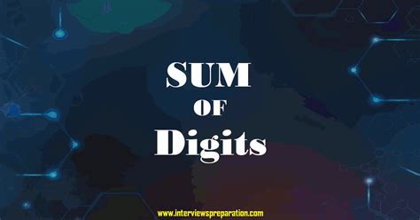 Sum Of Digits Program In C The Sum Of Digits Program Is A By