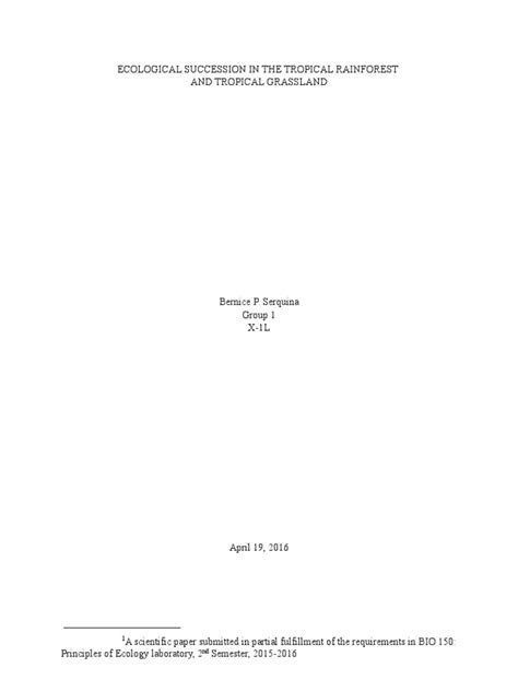 Ecological Succession In Grassland And Tropical Rainforest Pdf