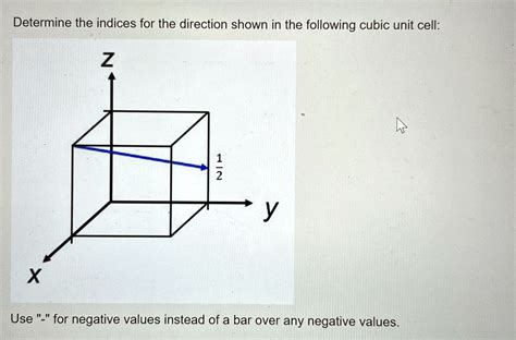 Determine The Indices For The Direction Shown In The Following Cubic Unit Cell Z 1 2 2 Y X Use