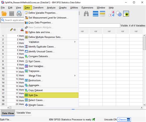 How To Split Files In Spss Analyzing Data By Group Ez Spss Tutorials