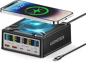 Amazon Com Usb Charging Station Asometech W Ports Fast Charging Hub W Pd Usb C Gan