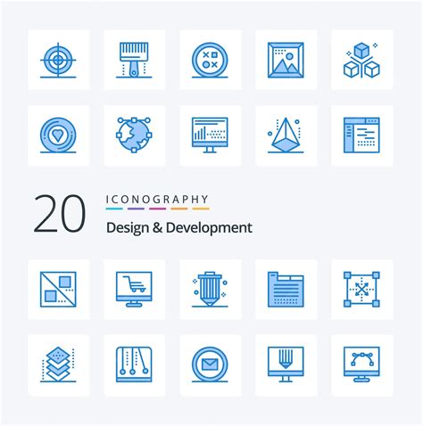 Free Vector 20 Design Development Blue Color Icon Pack Like Design Web Design Design Theme Tab