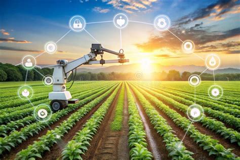 Ai In Agriculture Iot And Smart Robotics For Farm Management And Monitoring Stock Illustration