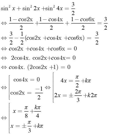 tìm số nghiệm của phương trình sin 2 x sin 2 2x sin 2 3x 3 2 trong khoảng pi 2 pi 2 a