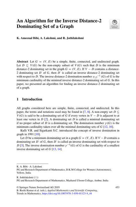 pdf an algorithm for the inverse distance 2 dominating set of a graph