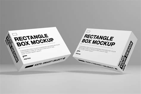 Premium Psd Two Side Rectangle Box Flying Psd Mockup