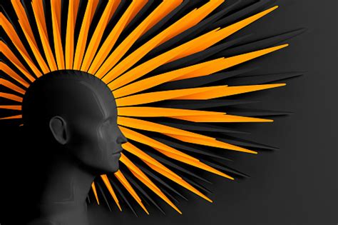 양식에 일치시키는 모호크 헤어 스타일과 프로필에 젊은 여성의 입체 머리와 창조적 인 어두운 배경 3d 일러스트레이션 개념에 대한 스톡 사진 및 기타 이미지 Istock