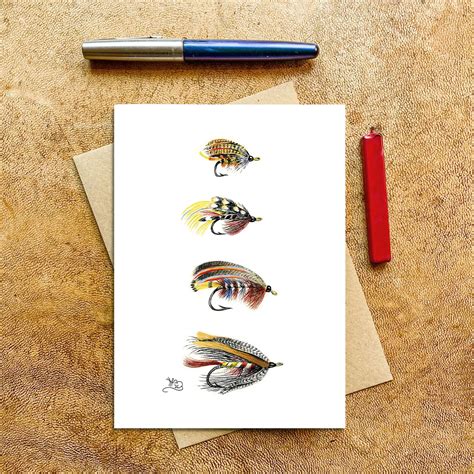 Wildlife By Mouse Salmon Flies 2 Card At Portmeirion Online