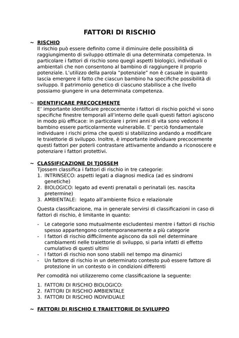 1 Fattori Di Rischio Intro Fattori Di Rischio Rischio Il Rischio