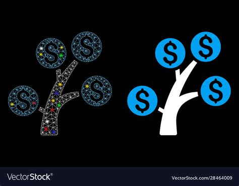 Flare Mesh Network Money Tree Icon With Royalty Free Vector
