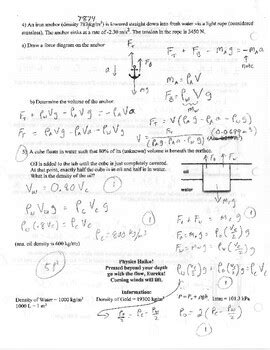 AP Fluids Practice W KEY By Physics Sheets From Fig TPT