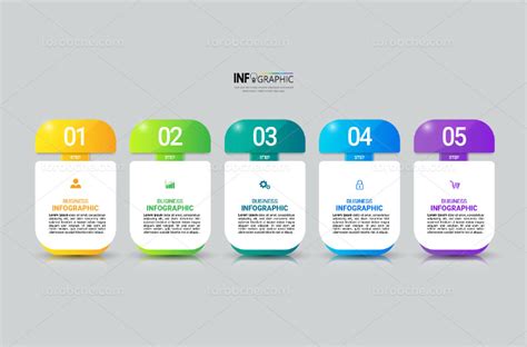 وکتور اینفوگرافیک ۵ بخشی کسب و کار گرافیک با طعم تربچه