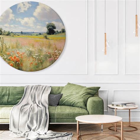 Пейзаж с маками Круг Интернет магазин Respace дизайнерские обои плитка шторы краска