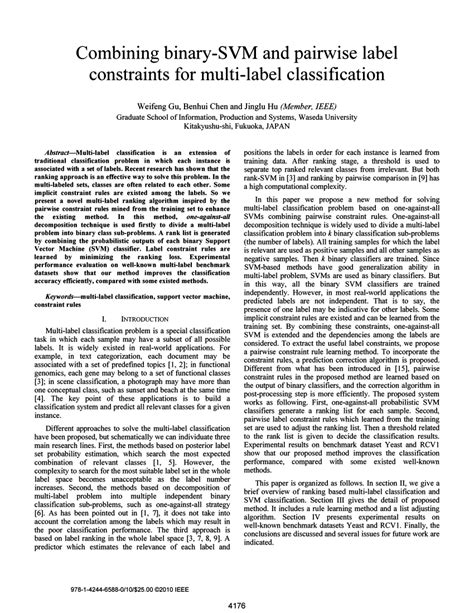 Pdf Combining Binary Svm And Pairwise Label Constraints For Multi Label Classification