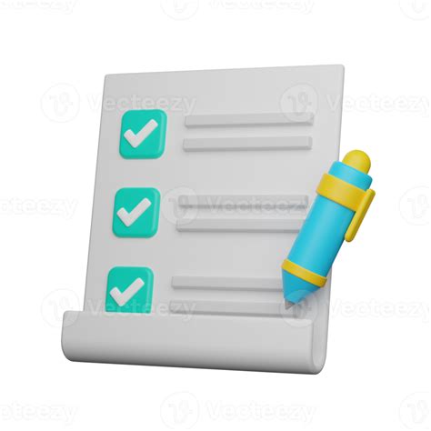 3d Checklist With Pen Icon 24188619 Png