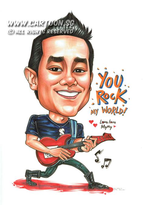 Guitar Playing Rock Musician Caricature T Caricature Artists Singapore Cartoonsg