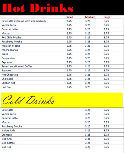 Free Restaurant Menu Template Excel Word Template