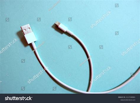 Usb Cable Light Blue Background Stock Photo 2117198981 Shutterstock