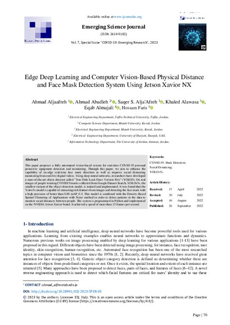Pdf Edge Deep Learning And Computer Vision Based Physical Distance And Face Mask Detection