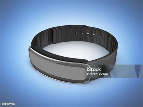 피트 니스 팔찌 스마트 시계 블루 그라데이션에 고립 된 3d 배경 웨어러블 컴퓨터에 대한 스톡 사진 및 기타 이미지 웨어러블