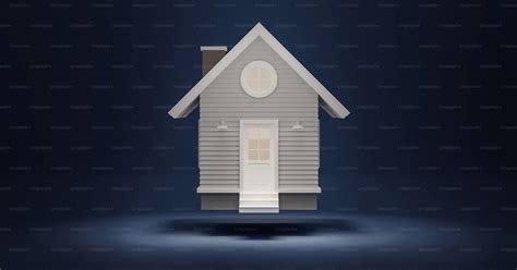 짙은 파란색 배경에 떠 있는 작은 집 위에서 빛나는 빛은 집을 더 밝게 보이게하고 3d 렌더링 사진 Unsplash의 집 이미지