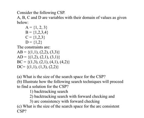 consider the following csp a b c and d are
