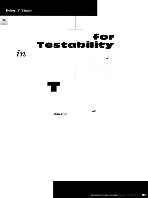 1994 Design For Testability In Object Oriented Systems Pdf Class