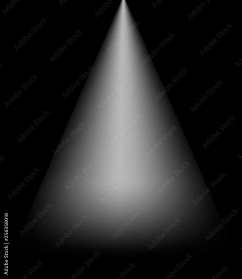 One White Conical Light Source Isolated On Black Background For Your Design In Lighten Mode