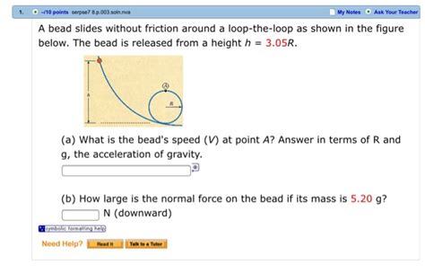 solved a bead slides without friction around a loop the loop
