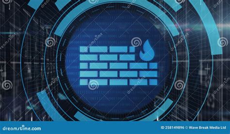 Animation Of Firewall In Circle Over Lights In Digital Space Stock Footage Video Of Bright