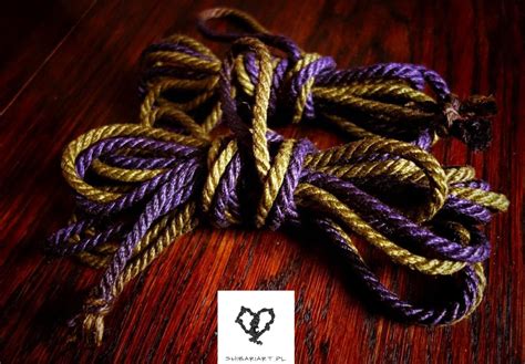 Multicolored Shibari Rope In Violet Purple And Gold Rush Yellow