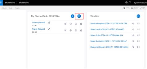 Manage Planned Tasks Screen Modern Sharepoint On Premises