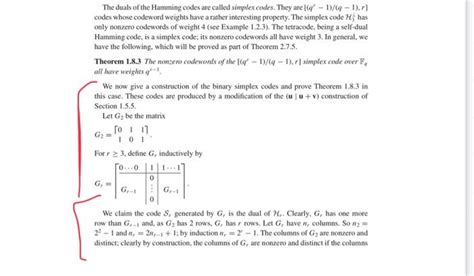 Solved The Duals Of The Hamming Codes Are Called Simplex Chegg