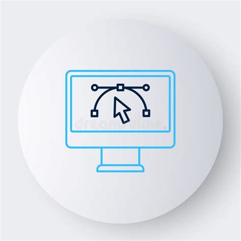 Line Computer Display With Vector Design Program Icon Isolated On