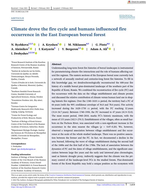 Pdf Climate Drove The Fire Cycle And Humans Influenced Fire Occurrence In The East European