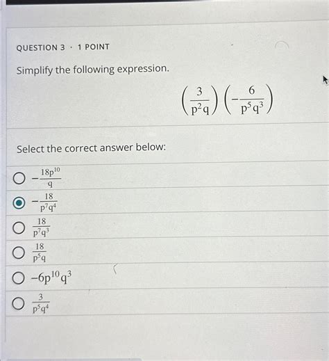 Solved QUESTION POINTSimplify The Following Chegg Com
