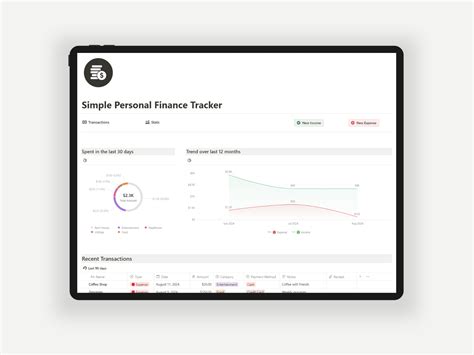 simple personal finance tracker notion template
