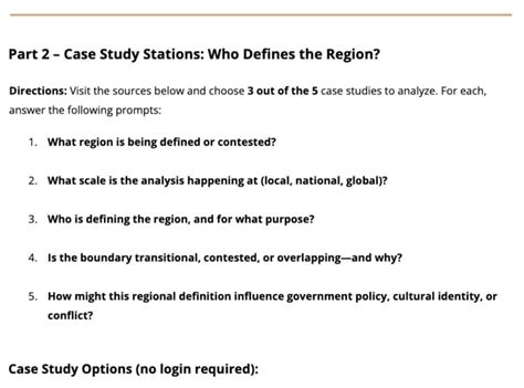 Contested Regions Assignment AP Human Geography Unit