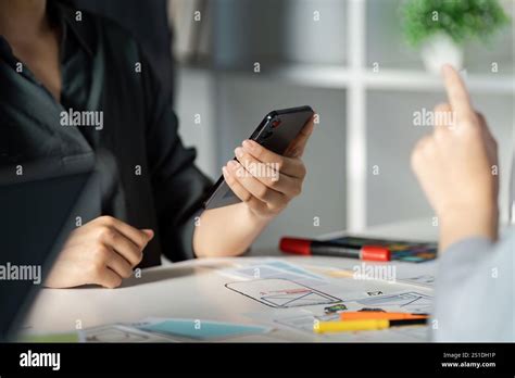 Creative Ux Ui Design Brainstorming Session With Mobile App Prototypes And Collaborative