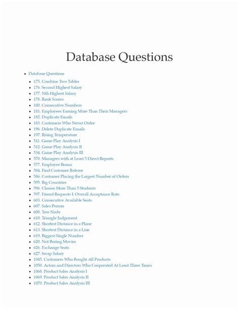 Leetcode Sql Pdf Database Questions A Comprehensive Resource For Sql