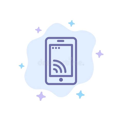 Mobile Cell Wifi Service Blue Icon On Abstract Cloud Background