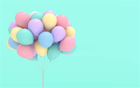 녹색 배경에 파스텔 색 풍선의 무리 생일 파티 프로모션 소셜 미디어 배너 포스터를 위한 빈 공간 3d 렌더 풍선 0명에 대한 스톡 사진 및 기타 이미지 Istock